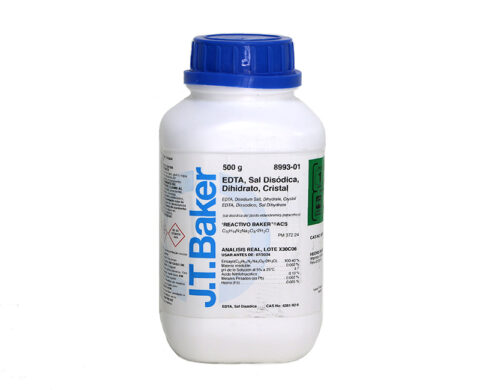 EDTA, SAL DISODICA, DIHIDRATO, CRISTAL 500 G JT BAKER. - Quimica Master Lab